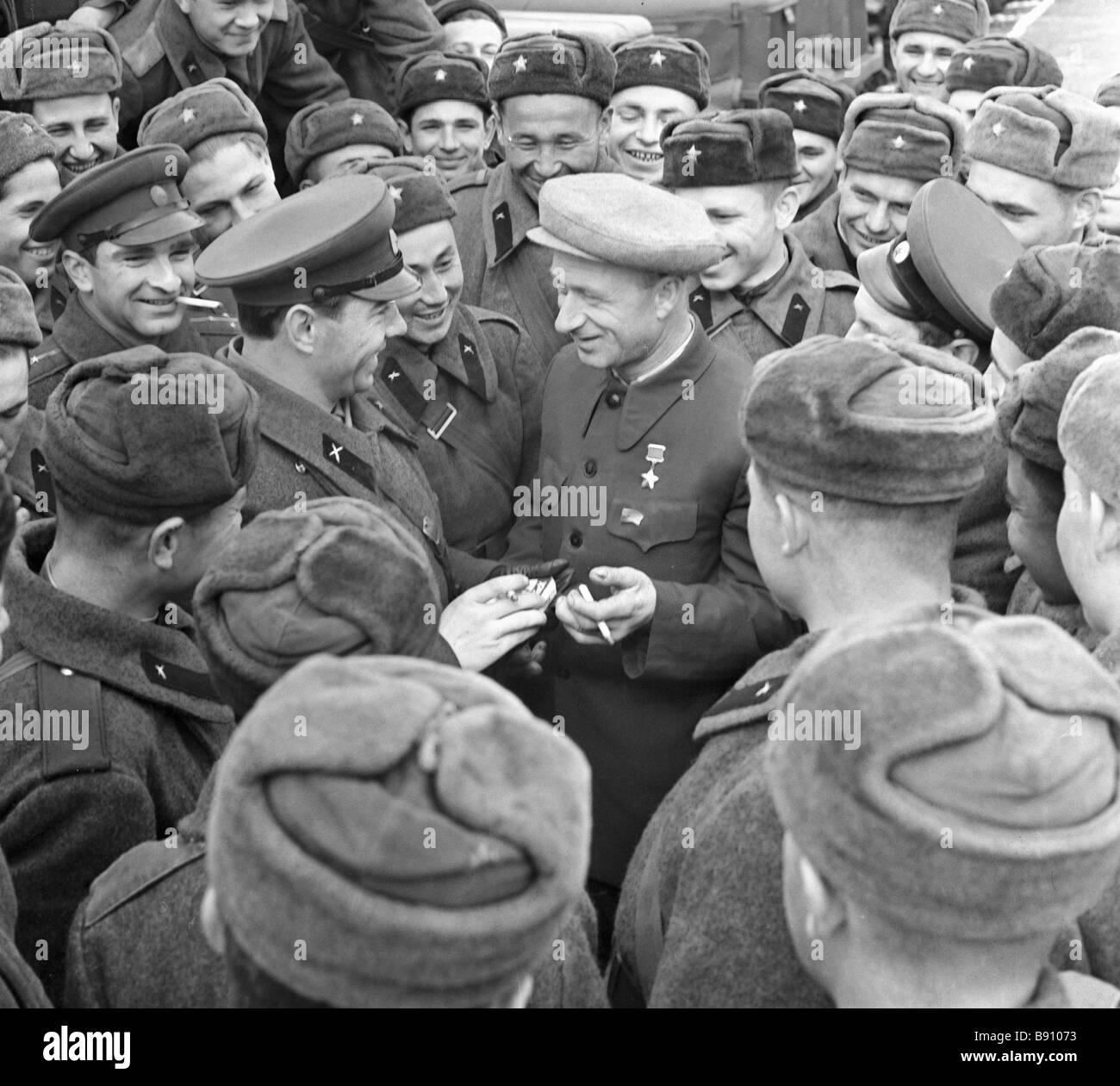 Hero of the Soviet Union Meliton Kantaria who hoisted the Banner of Victory over the Reichstag ...