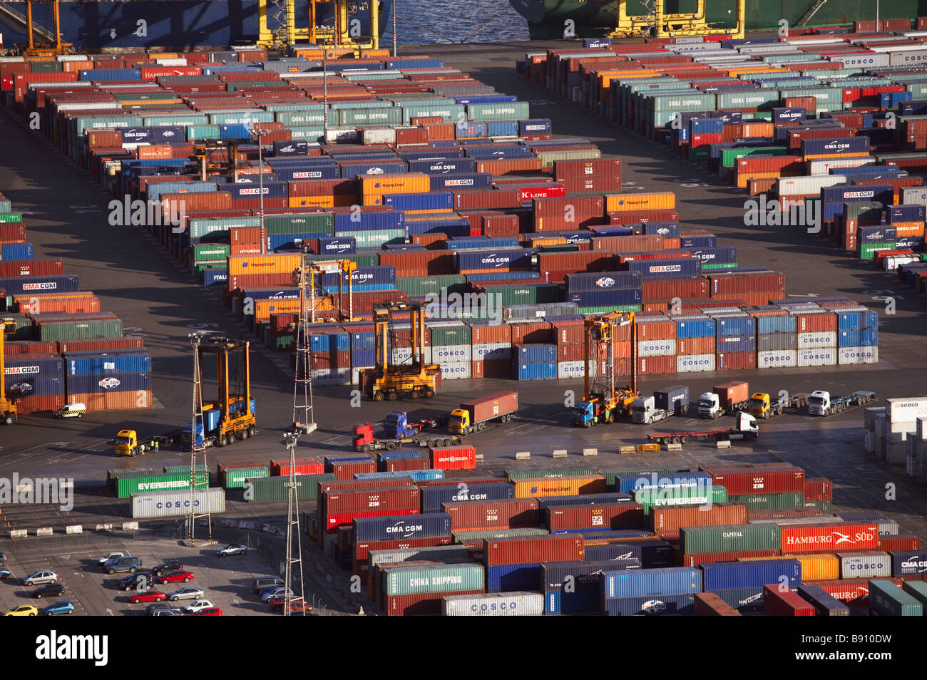Goods in a harbour Barcelona Spain Stock Photo - Alamy