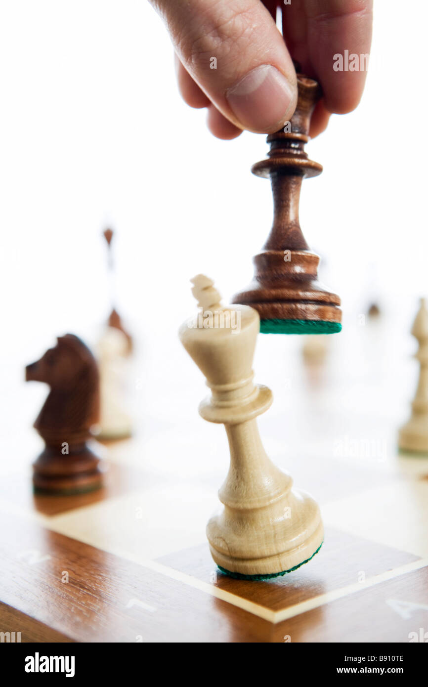 Chessboard and chessmen Stock Photo - Alamy