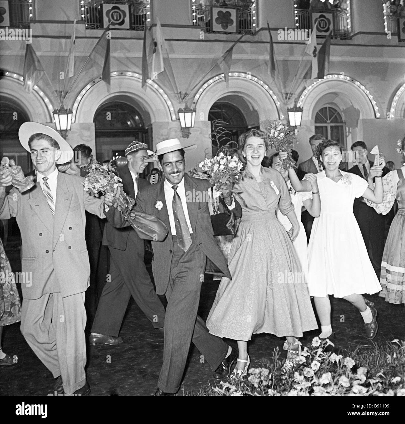 Girls dancing in a circle at the 4th World Festival of Youth and ...