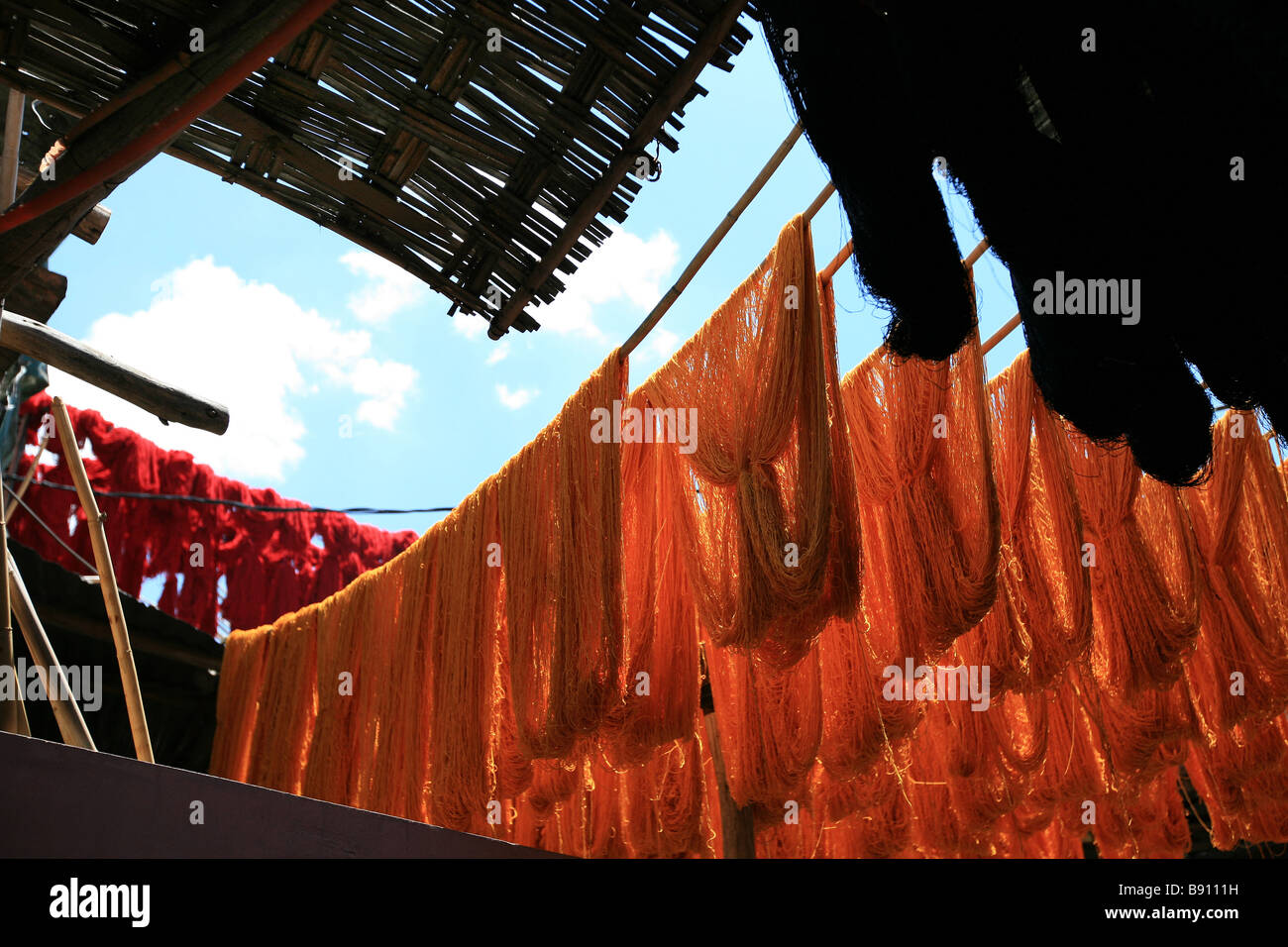Brightly Coloured Yarn Drying in Dyers Souk, Jemaa El Fna, Marrakech ...