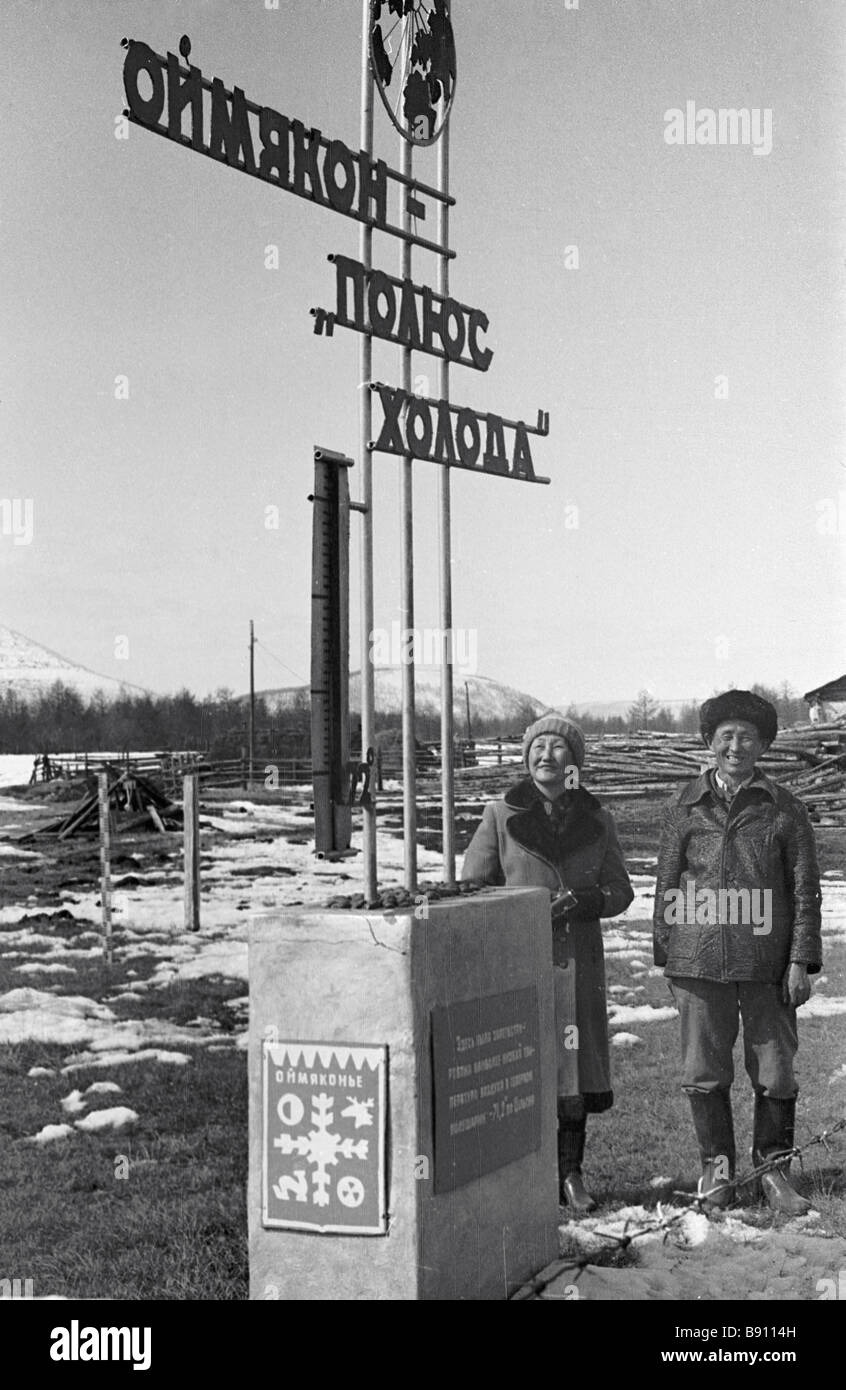 The Pole of Cold obelisk in Oymyakon the coldest location in the ...
