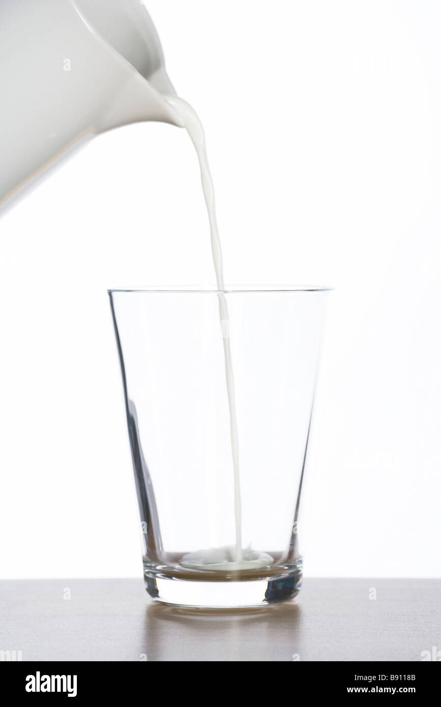 Milk being poured into a glass Stock Photo - Alamy