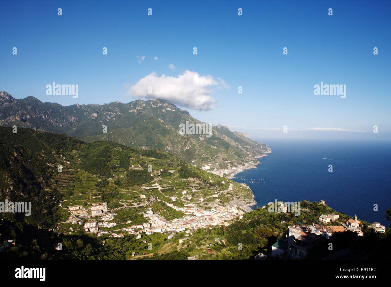 The view from the swimming pool area of the Hotel Caruso in Ravello on ...