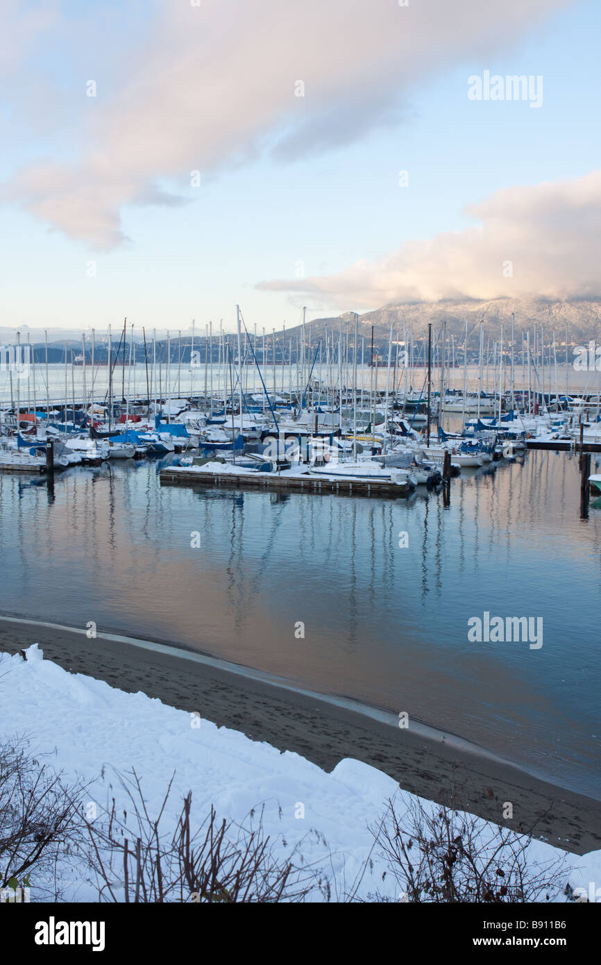 Vancouver boats after snowfall - For editorial use only Stock Photo - Alamy