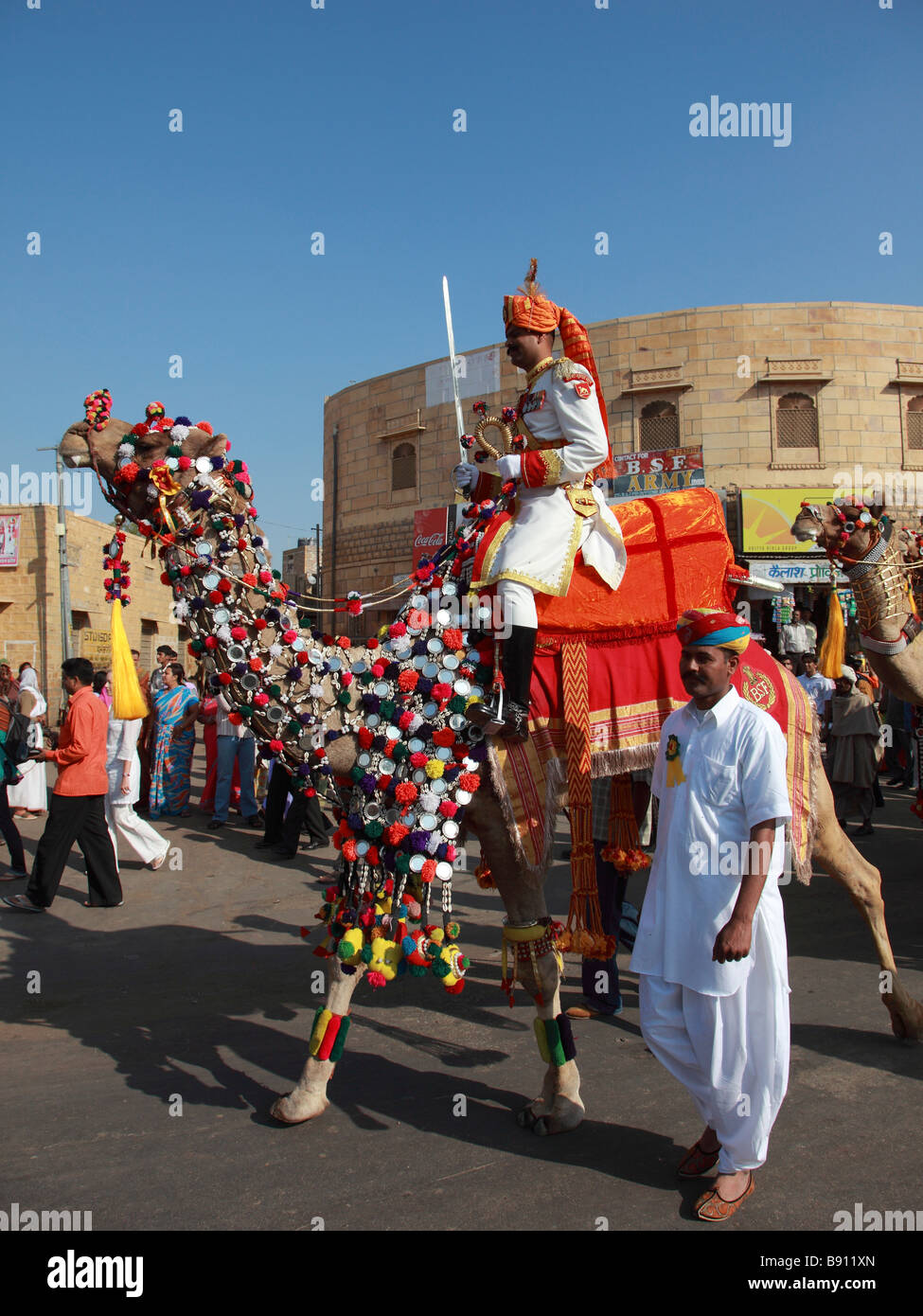 India Rajasthan Jaisalmer Desert Festival camel procession Stock Photo ...