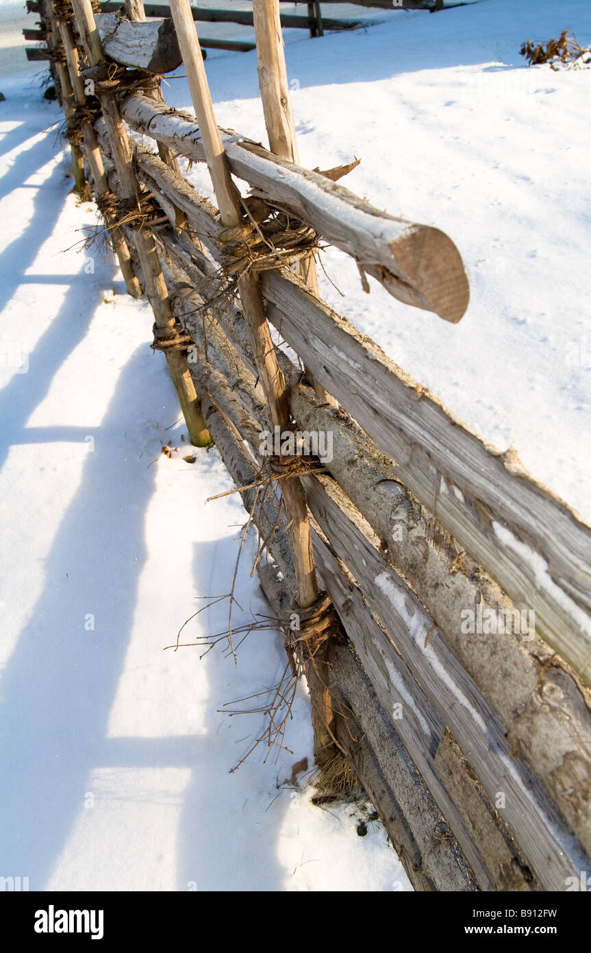 wood fence in snow Stock Photo - Alamy