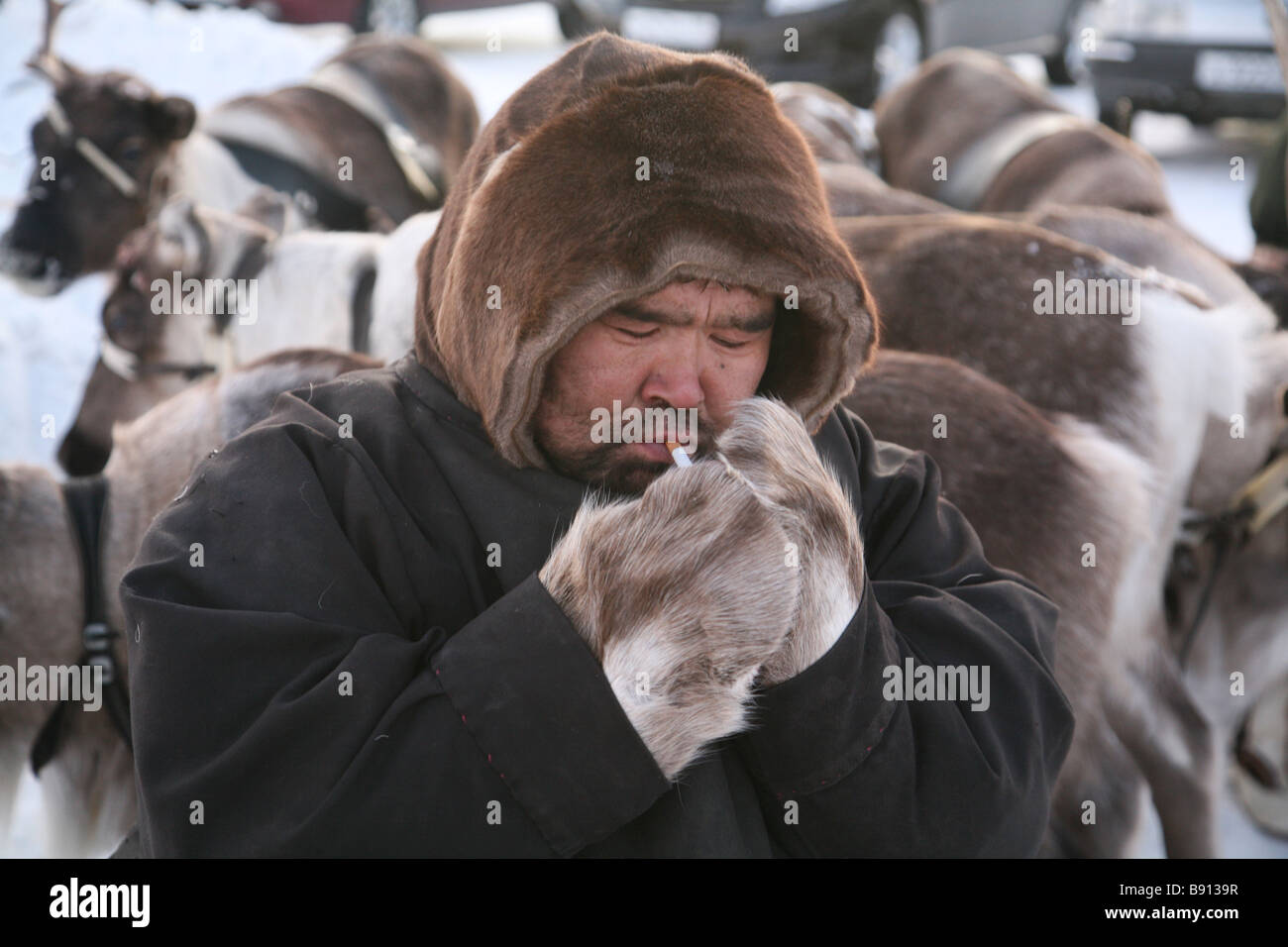 Nenets Man. Yamal Region. Russia. Winter Stock Photo - Alamy