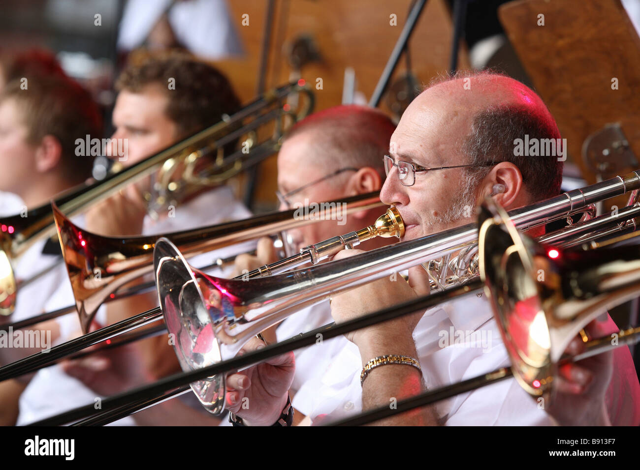 Brass band giving a concert Stock Photo - Alamy