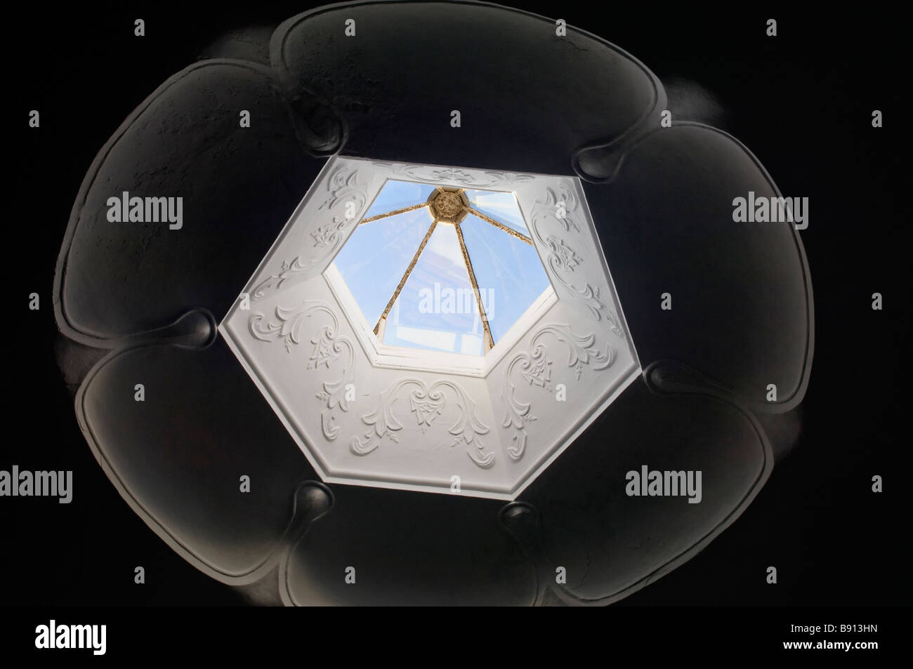 Vintage decorated skylight flower shape with plasterwork decoration ...