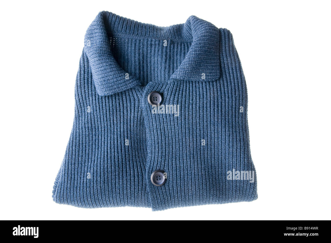 object on white clothes Blue cardigan Stock Photo - Alamy