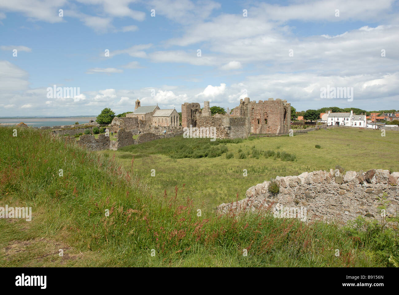 The ruins of Lindisfarne Priory in Northumbria England UK Stock Photo ...