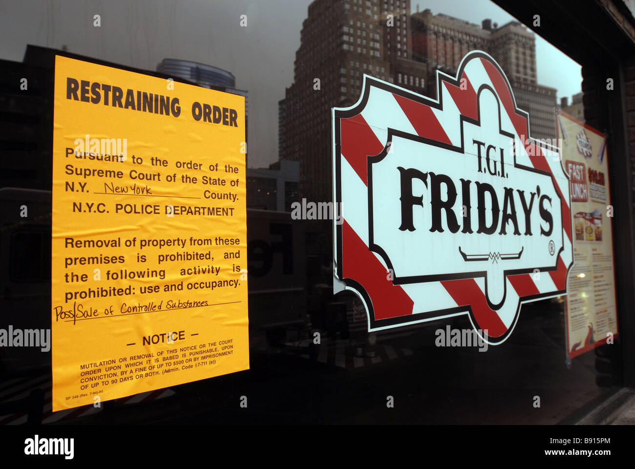 A shuttered T G I Friday s restaurant in Lower Manhattan in New York ...