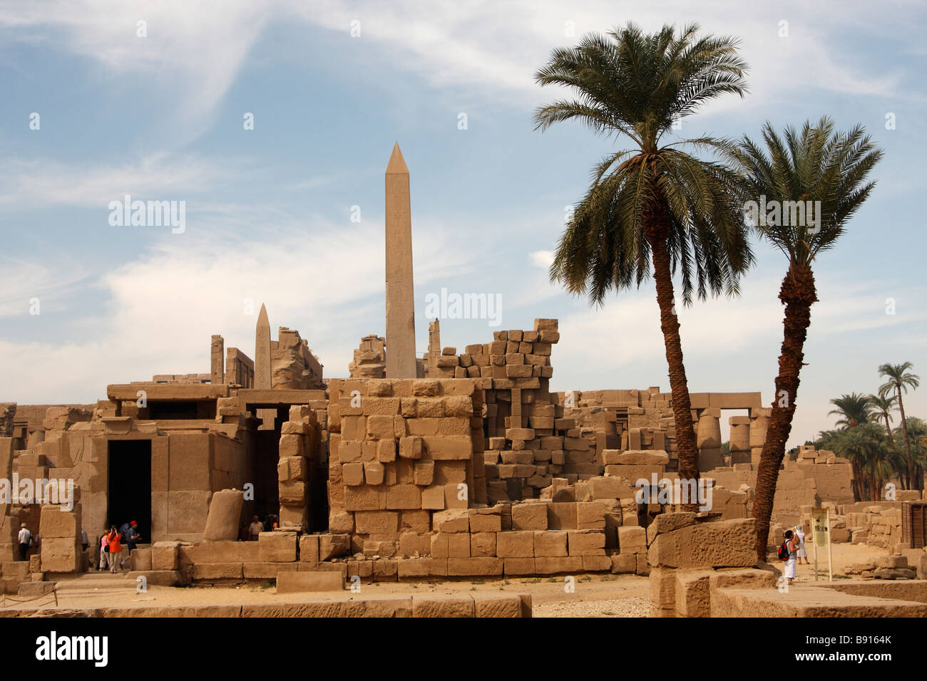Karnak Temple complex, "Sacred Barque Sanctuary", palm trees and ...