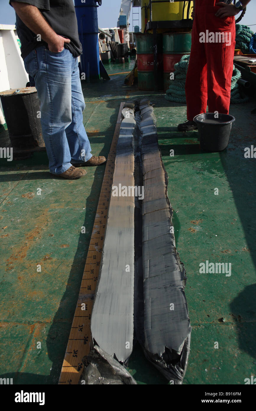 Preparing a sediment core form the Romanian Black Sea Stock Photo - Alamy