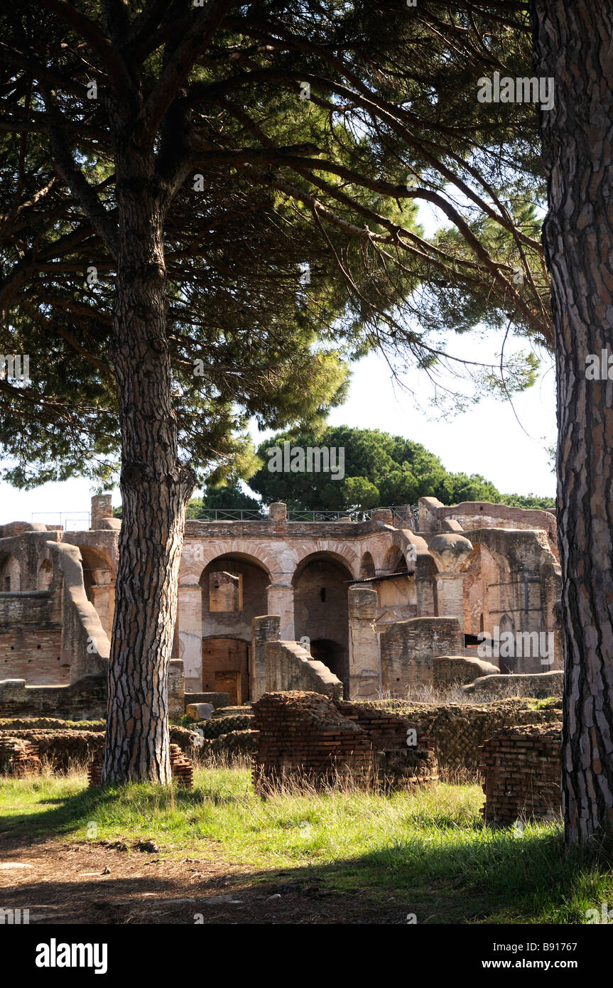 The archaeological site of Ostia Antica which was the old port of Rome ...