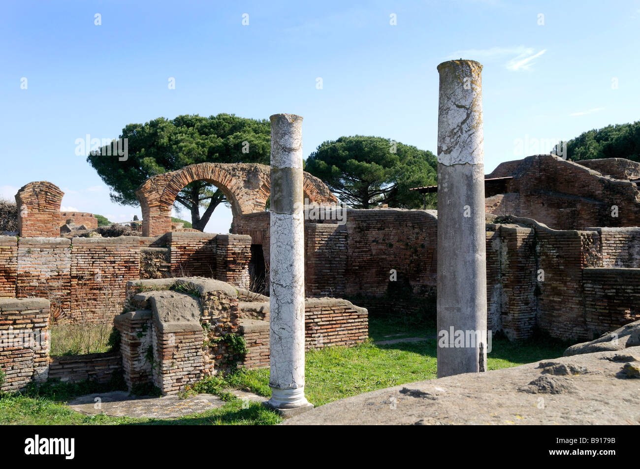 The archaeological site of Ostia Antica which was the old port of Rome ...
