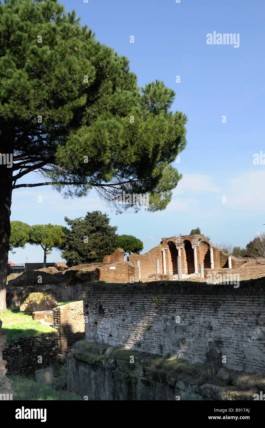 The archaeological site of Ostia Antica which was the old port of Rome ...