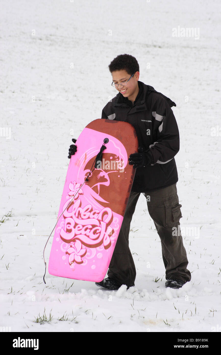 snowboard boy black ethnic happy smile playing snow ice top young ...