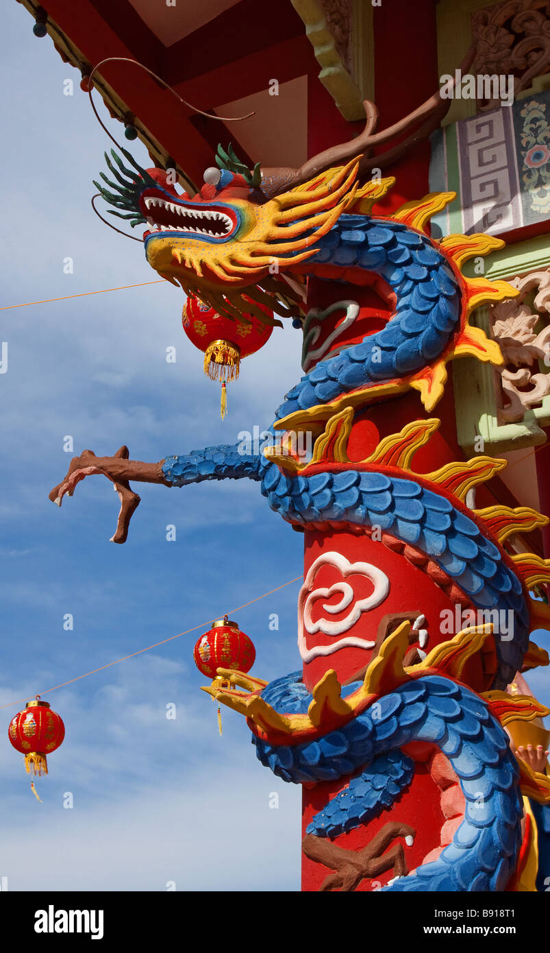 Decorated dragon on the Hokkien Association Chinese temple of Fuk Tek ...