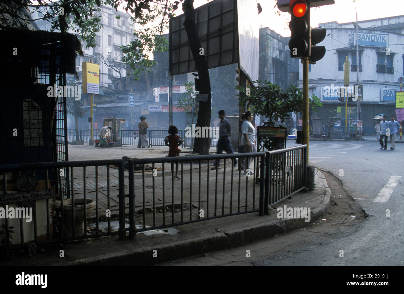 Early morning street scene in Calcutta India Stock Photo - Alamy