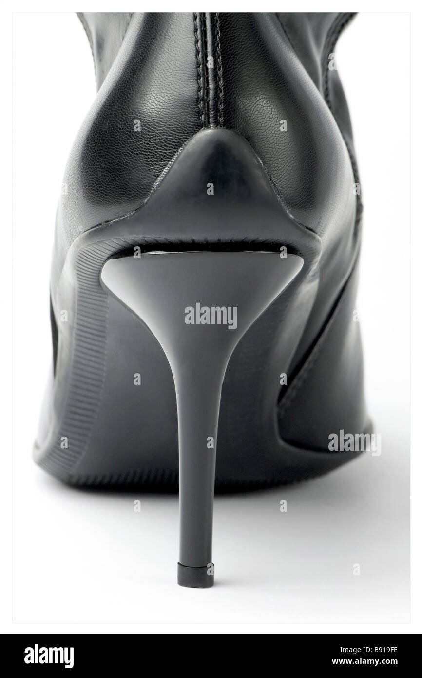 High heel woman's black boot close up Stock Photo - Alamy
