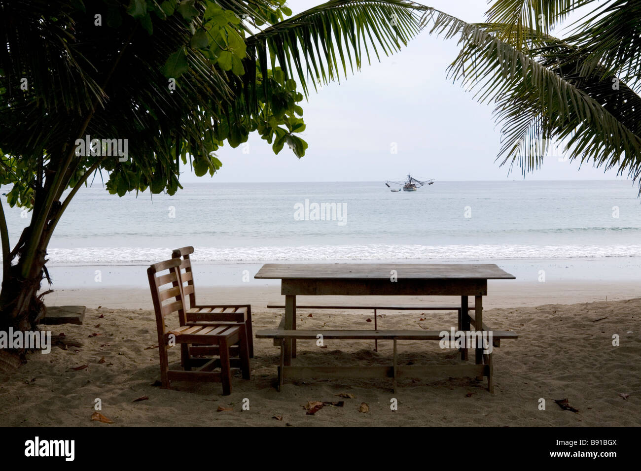 Table at a beach in Costa Rica Stock Photo - Alamy