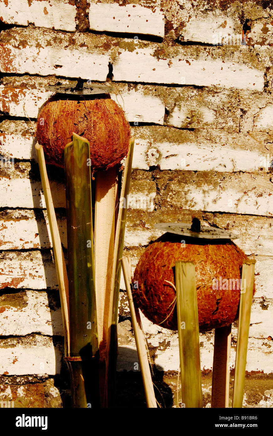 Old traditional coconut lamp,Bali,Indonesia Stock Photo - Alamy