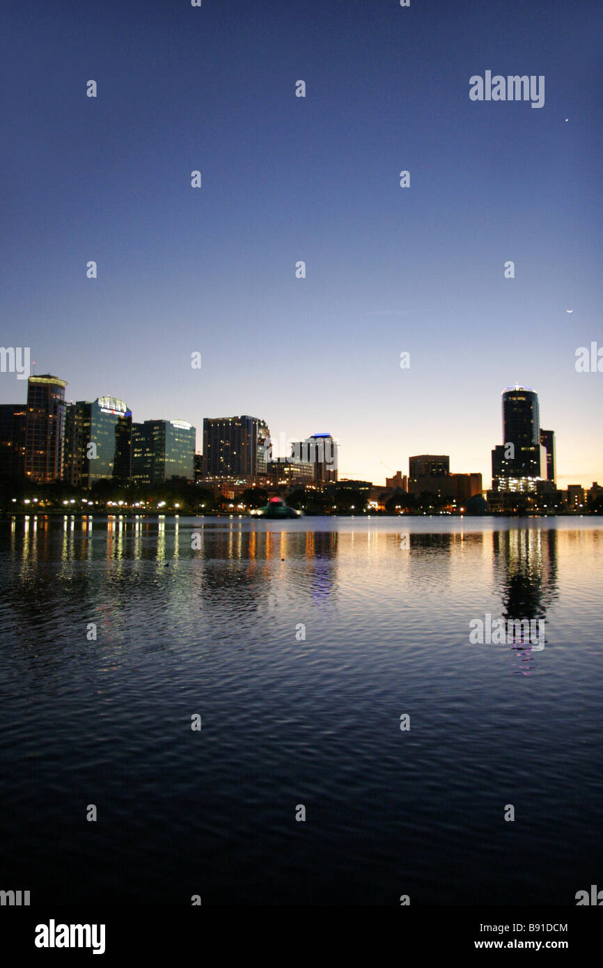 Skyline of downtown Orlando at night Florida USA Stock Photo - Alamy