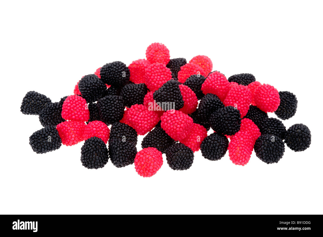 black and red berry shaped candies isolated on a white background Stock ...