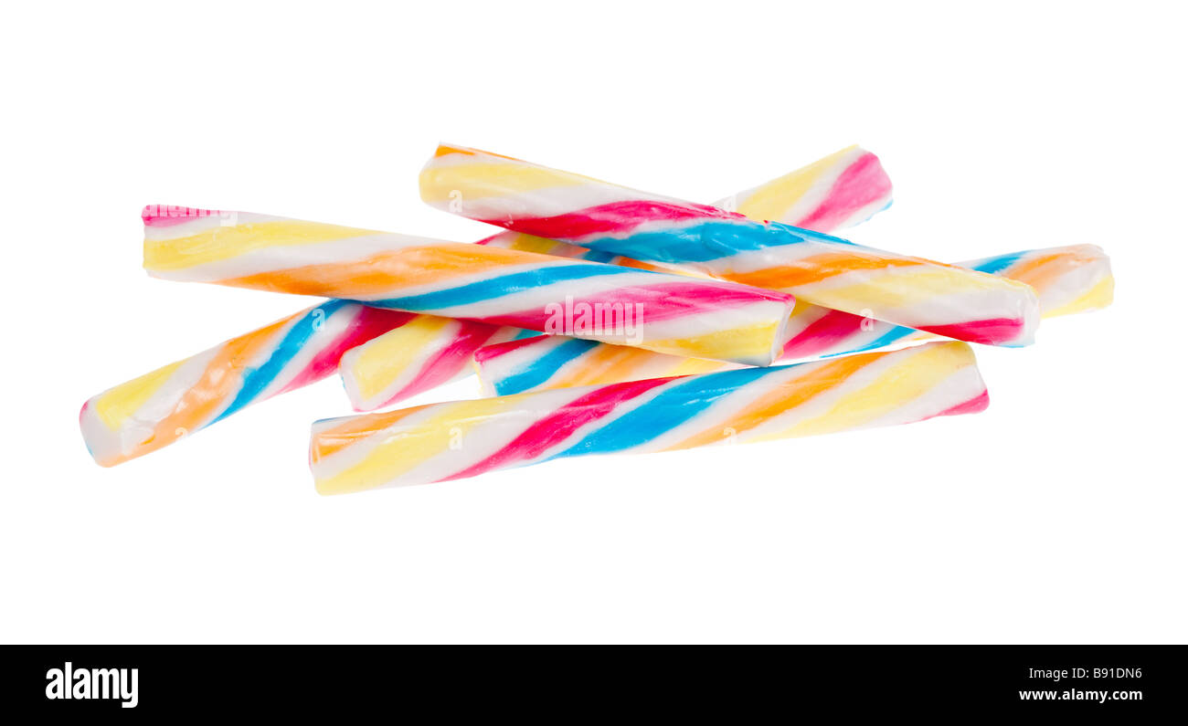 colored candy sticks isolated on a white background Stock Photo - Alamy
