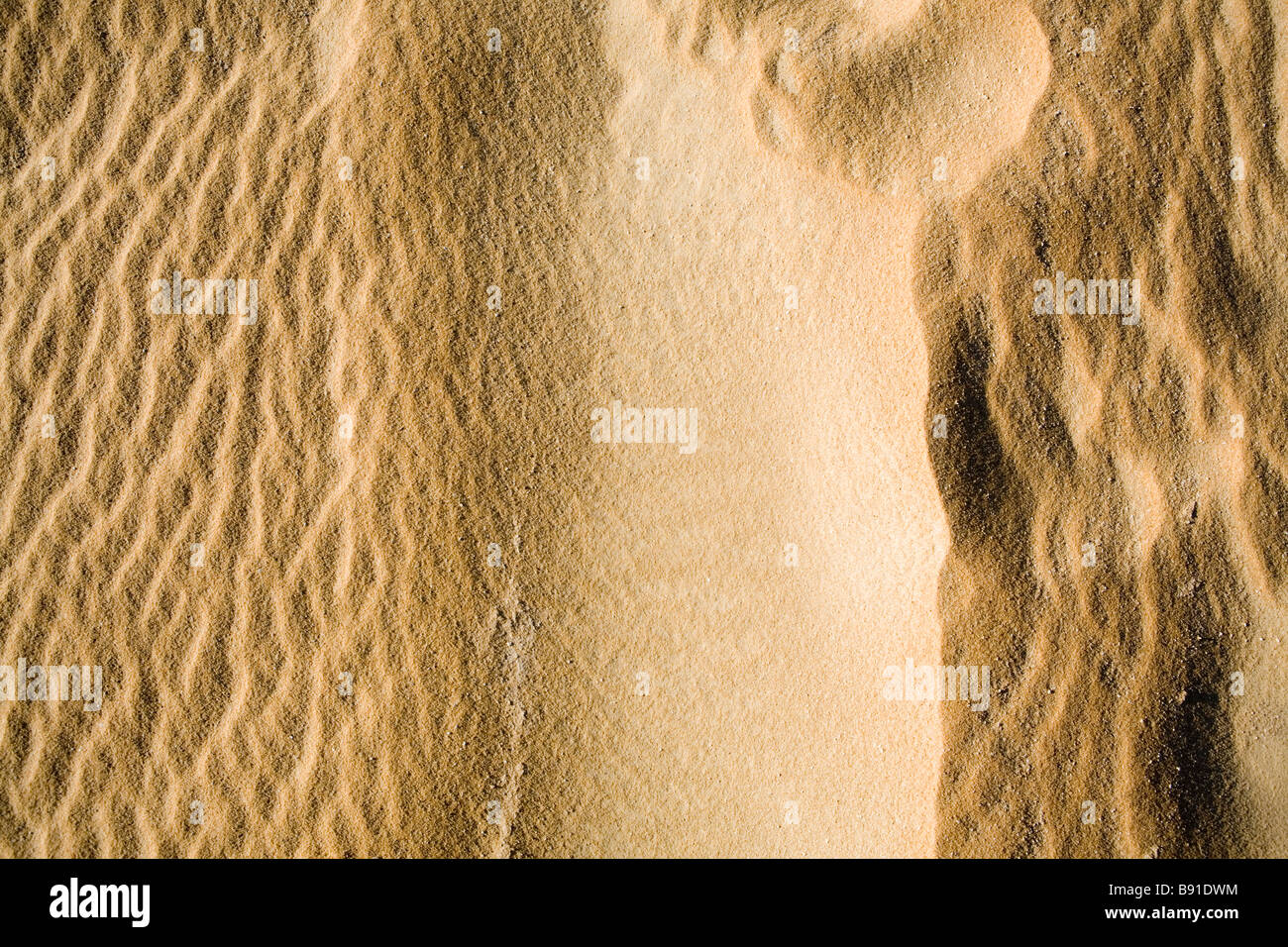 Close up of sand covered desert floor with windblown patterns and ...
