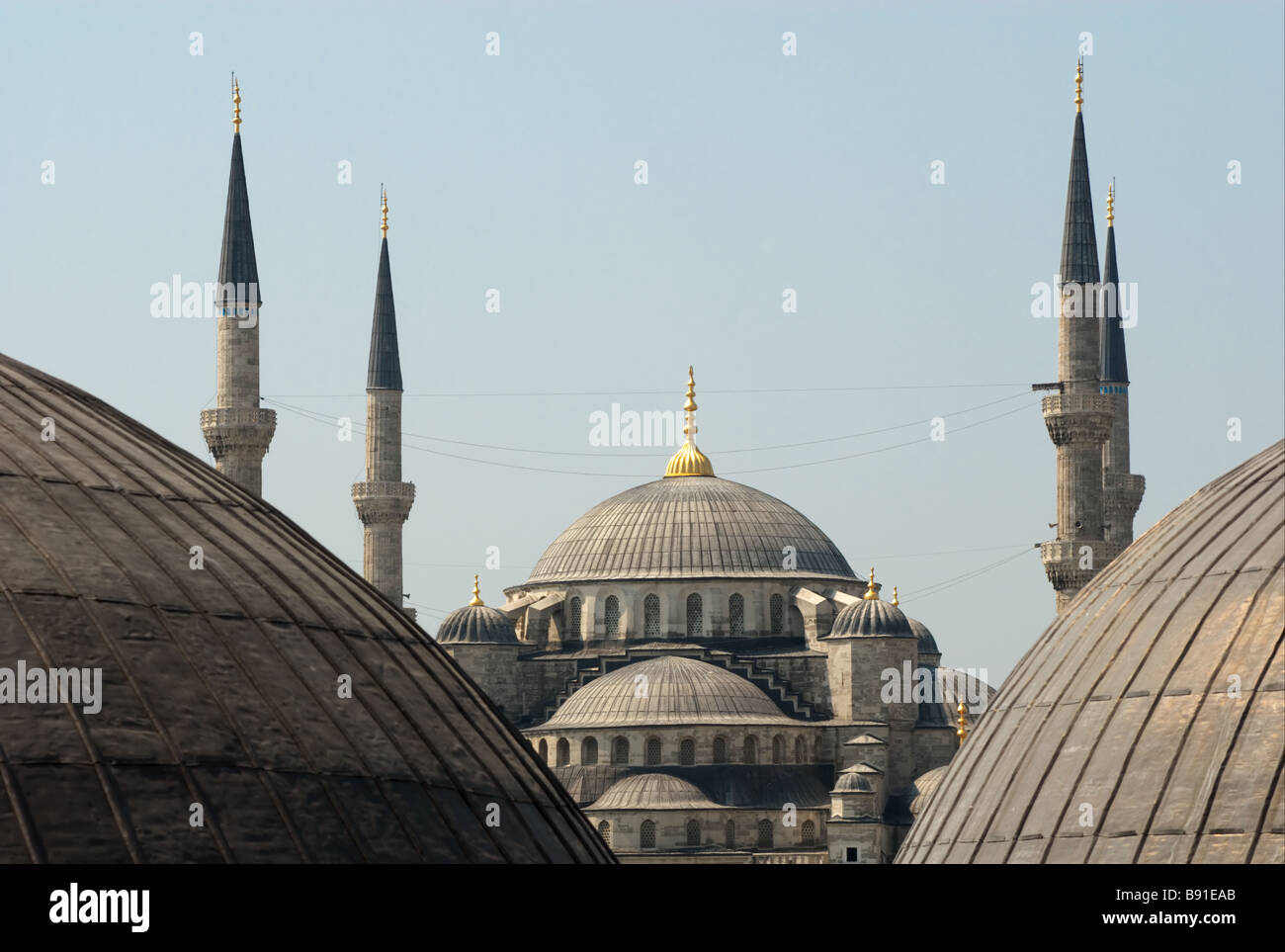 A view of the Blue Mosque from the windows of the Hagia Sophia Istanbul ...