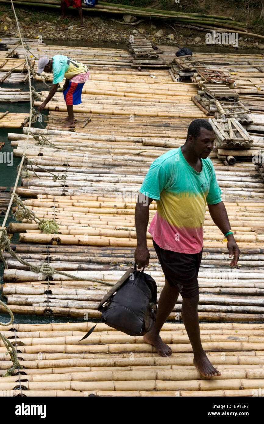 Jamaican river rafts and captains Stock Photo - Alamy