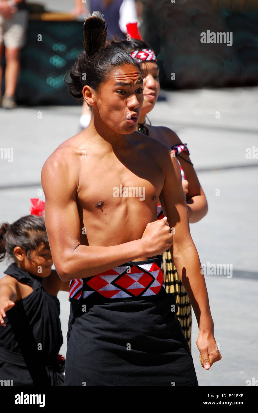 Male Maori dancer, Cathedral Square, Christchurch, Canterbury, South ...