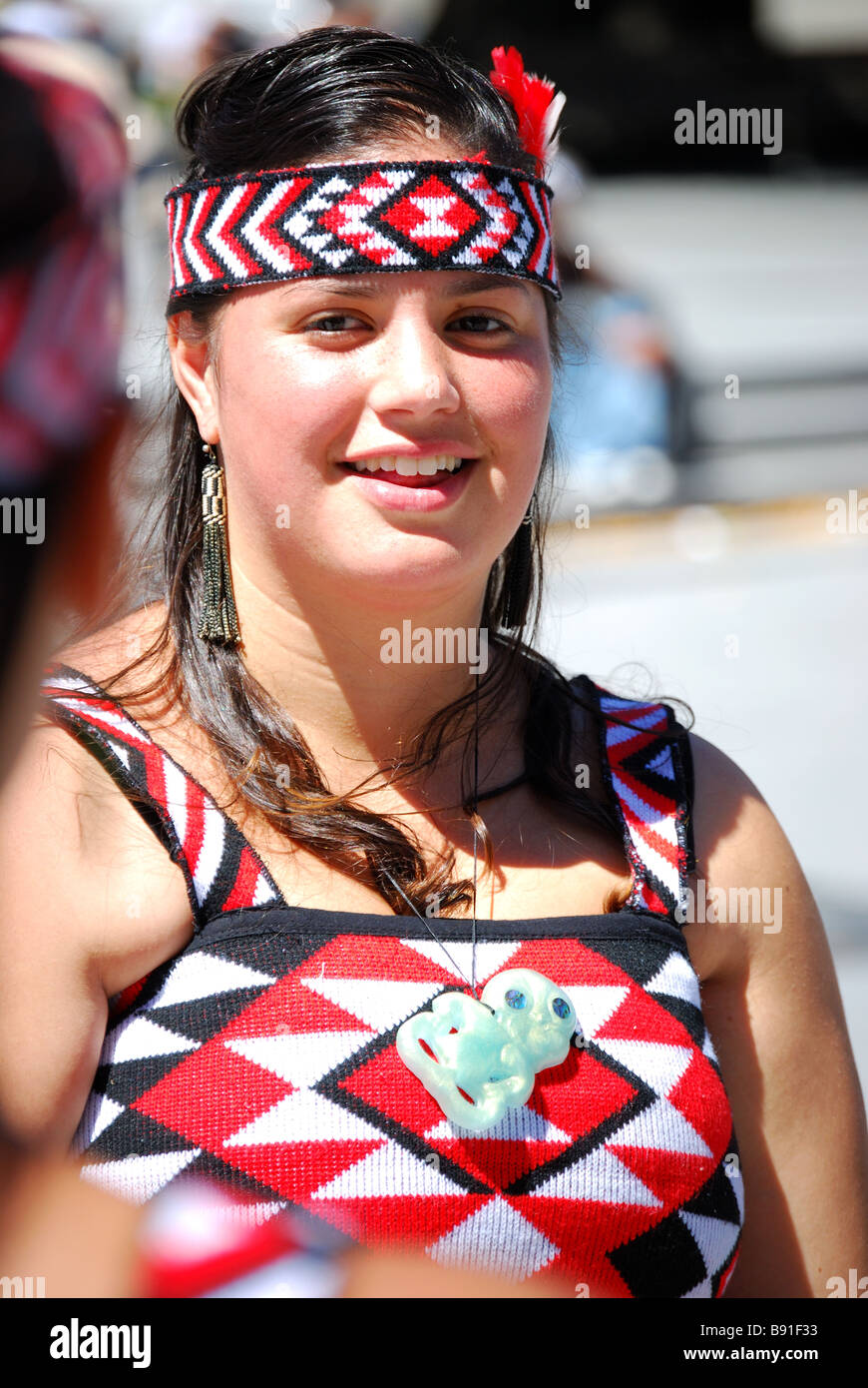 Female Maori dancers, Cathedral Square, Christchurch, Canterbury, South ...