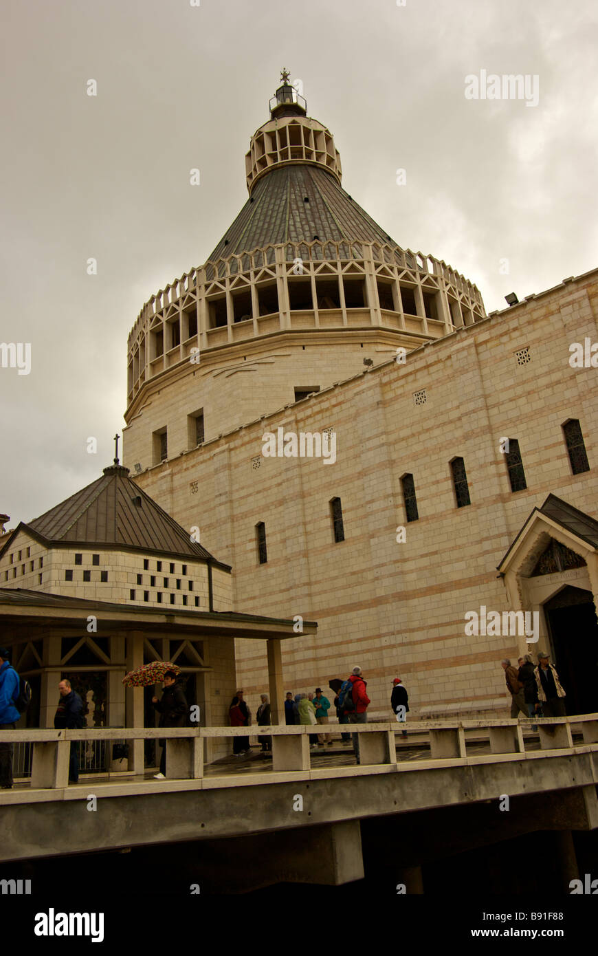 Pilgrims leaving Basilica of the Annunciation the largest Middle East ...