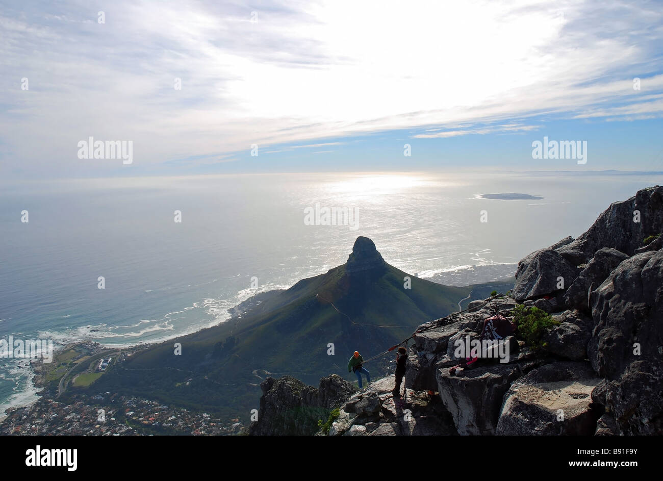 Abseiling from the north west corner of Table Mountain: a 'long drop ...