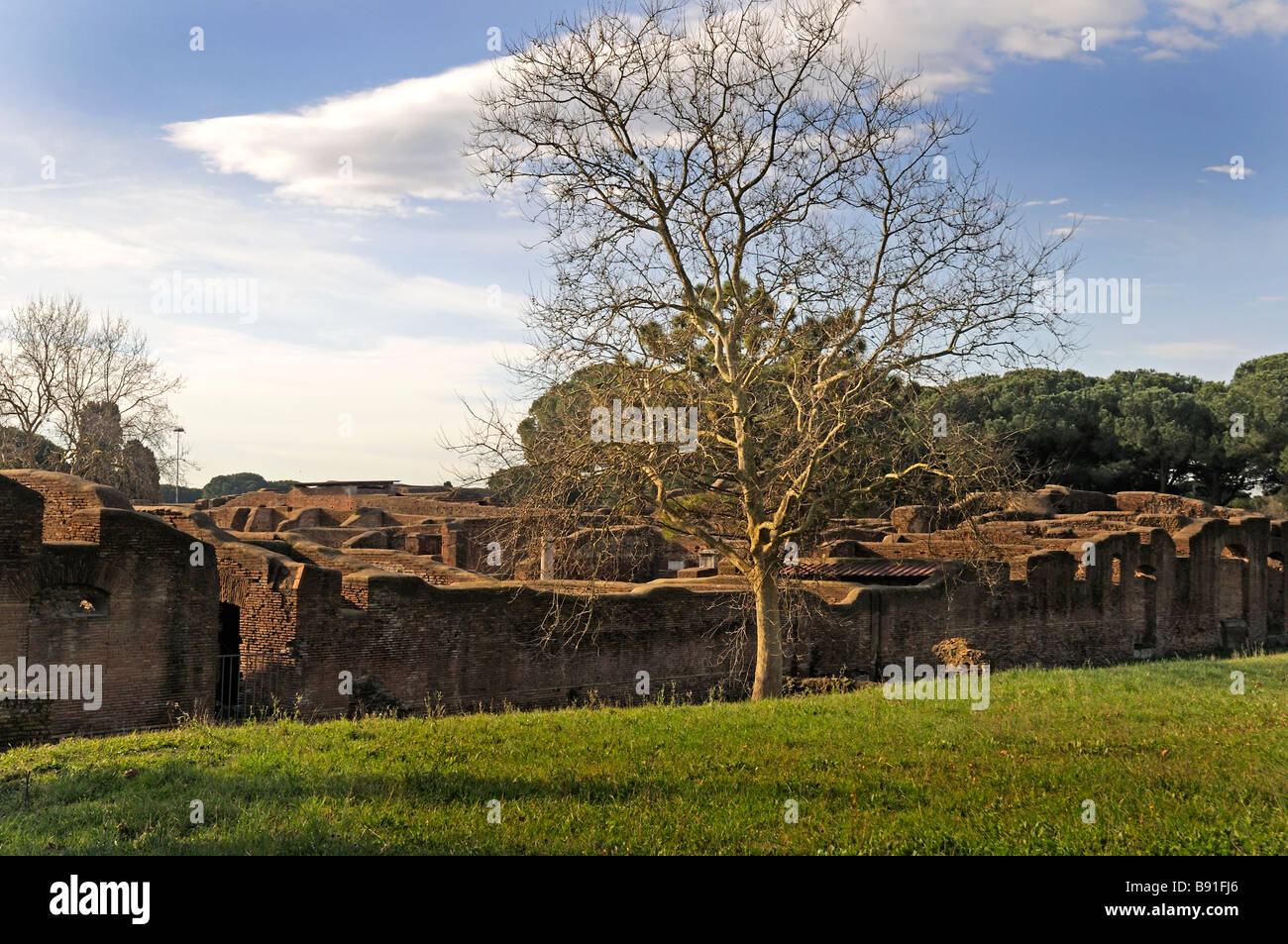 The archaeological site of Ostia Antica which was the old port of Rome ...