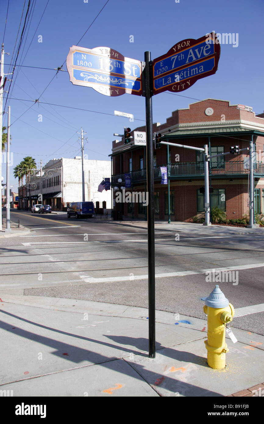 Road sign for 13th St and 7th Ave in Ybor City Tampa Florida USA Stock ...