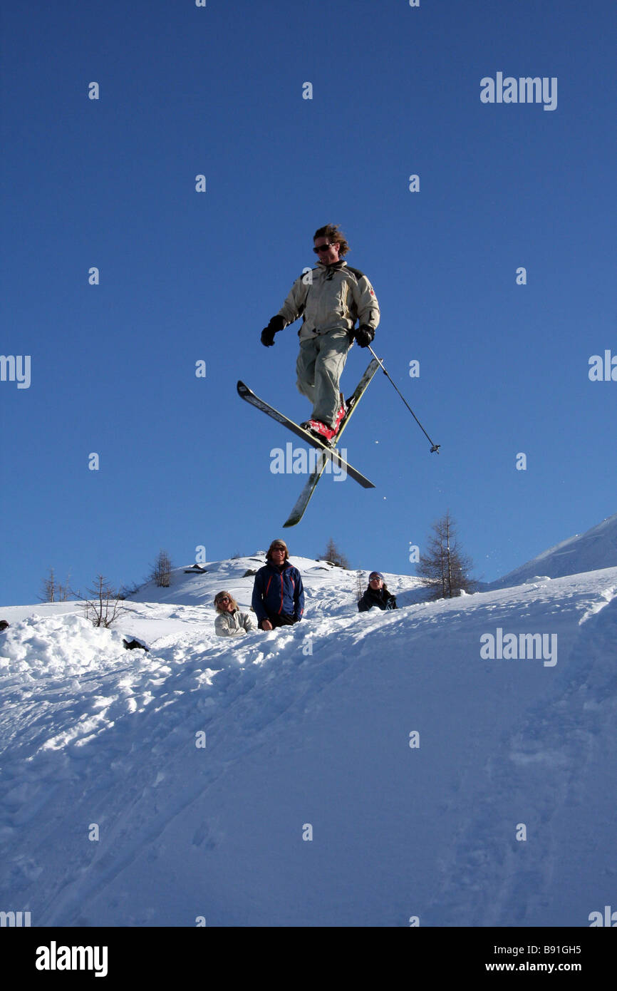 Skier taking air in Davos, Switzerland Stock Photo - Alamy