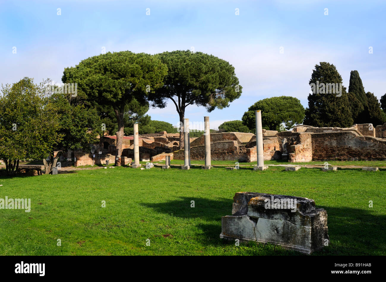 The archaeological site of Ostia Antica which was the old port of Rome ...