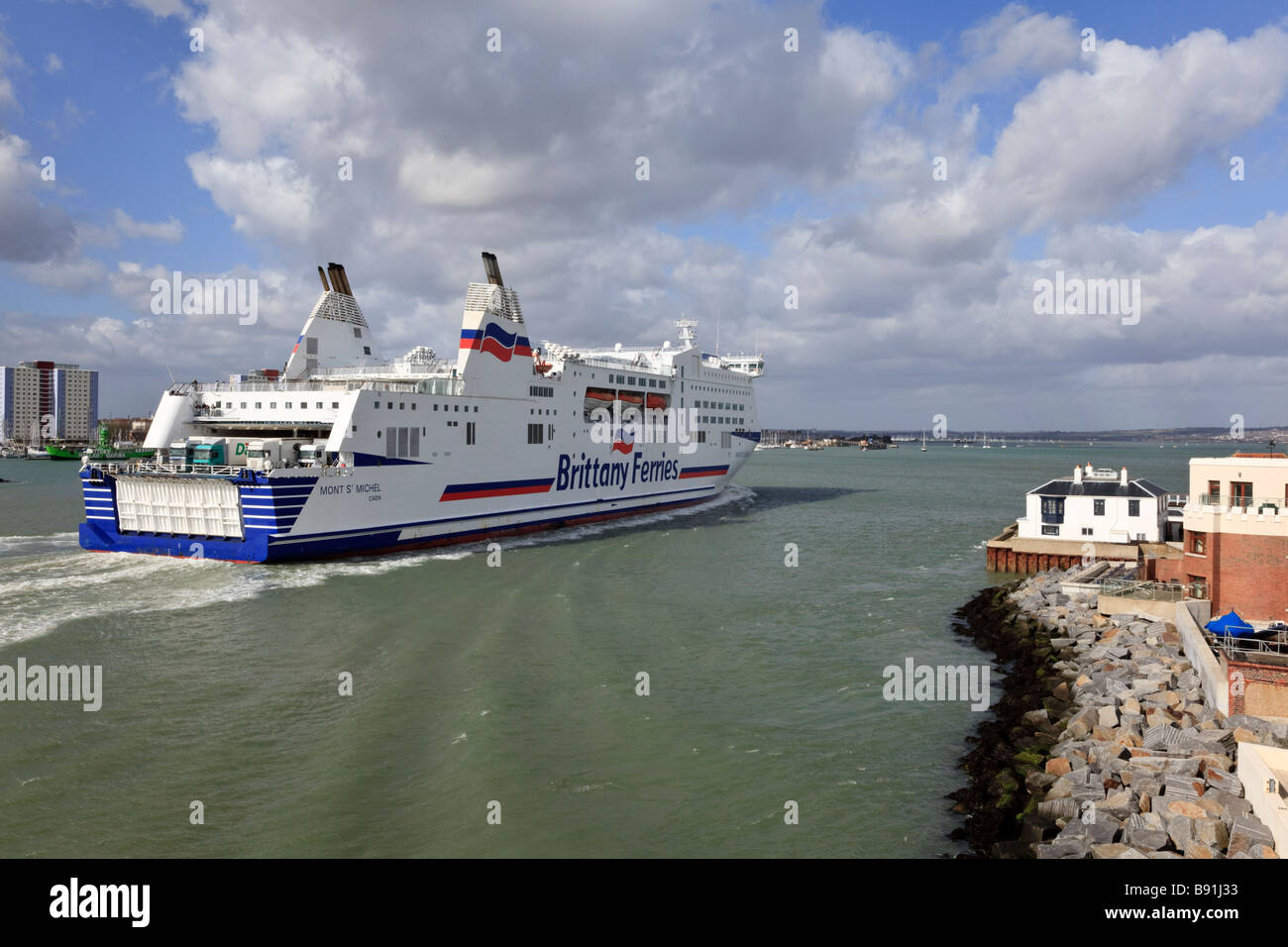 The Cross Channel Ferry "Mont St Michel passing through the narrow ...