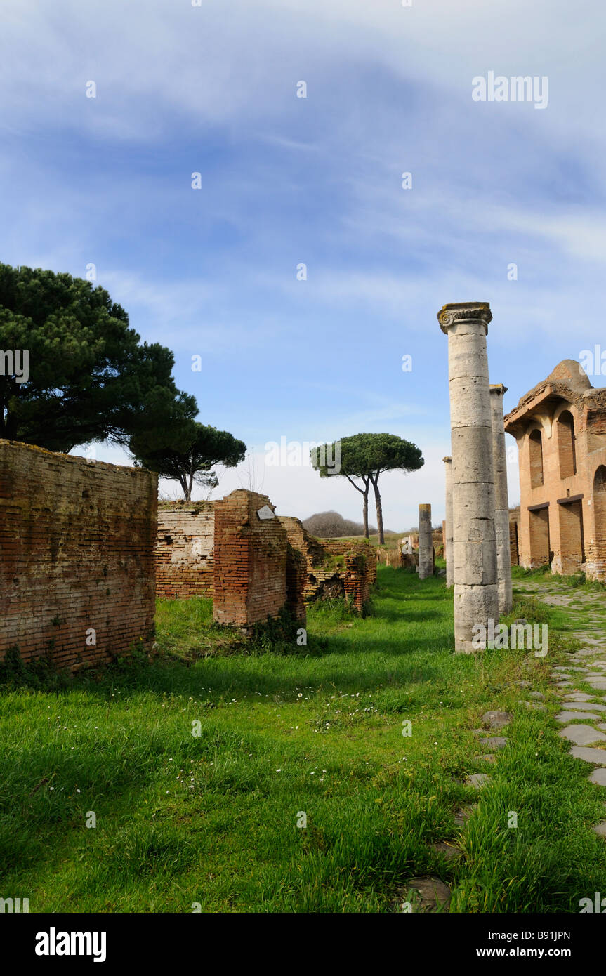 The archaeological site of Ostia Antica which was the old port of Rome ...