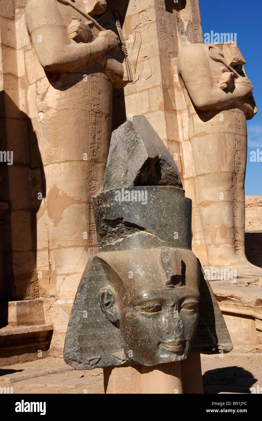Carved granite head of Ramesses ii and osiris stone statues, The ...