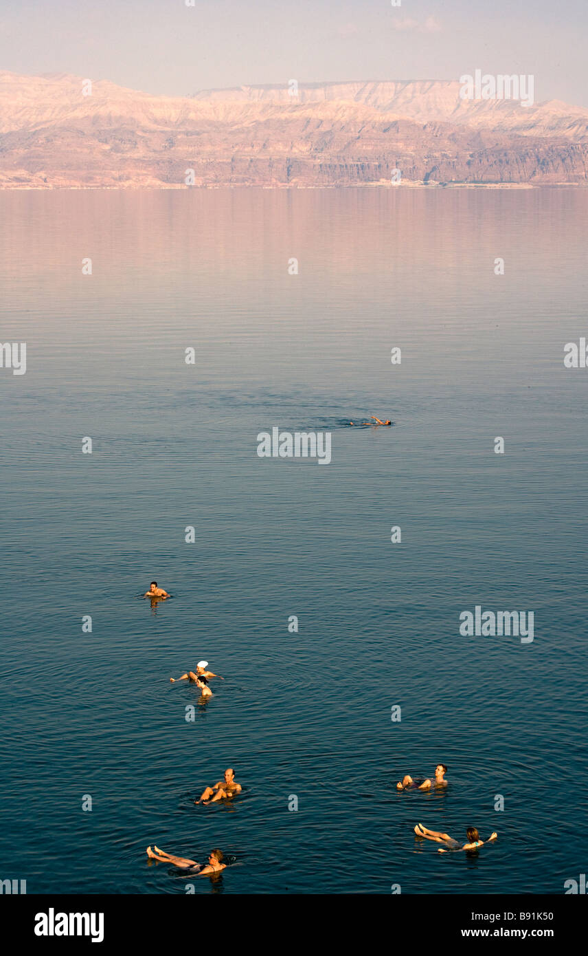 Tourists floating in Dead Sea, Israel, Middle East Stock Photo - Alamy