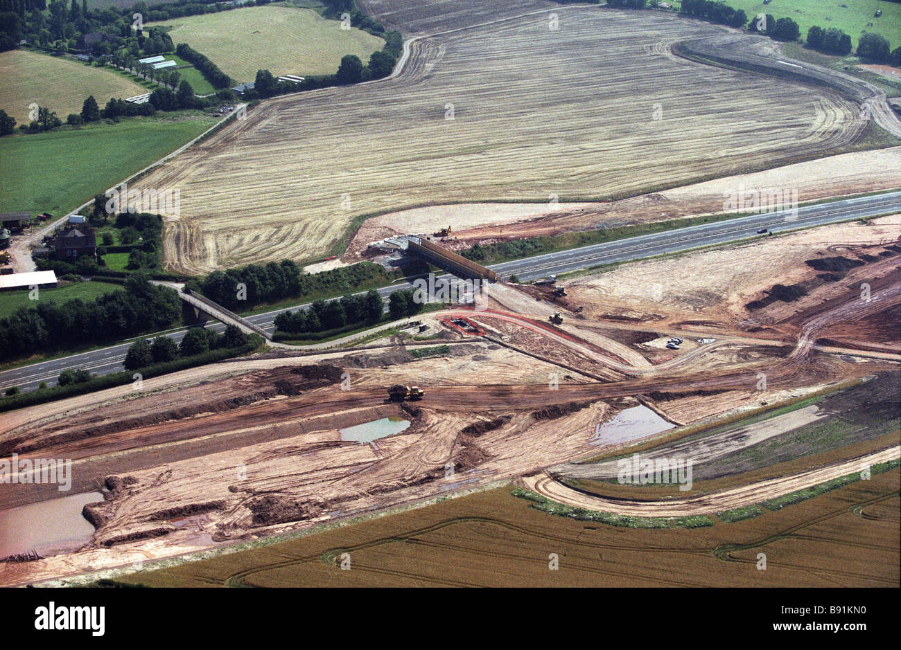 Aerial view of M6 Toll road motorway under construction in ...