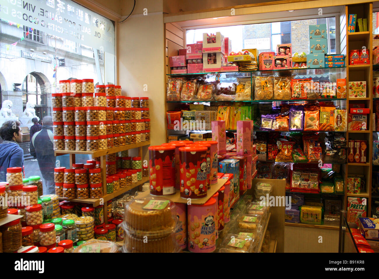A shop in China town London sells Chinese food and treats Stock Photo ...