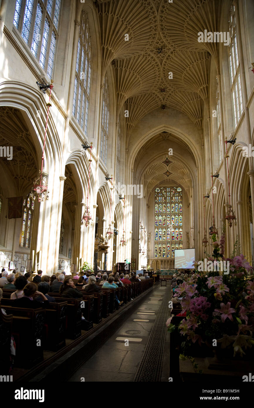 Bath Abbey interior during an organ recital, Bath, England Stock Photo ...