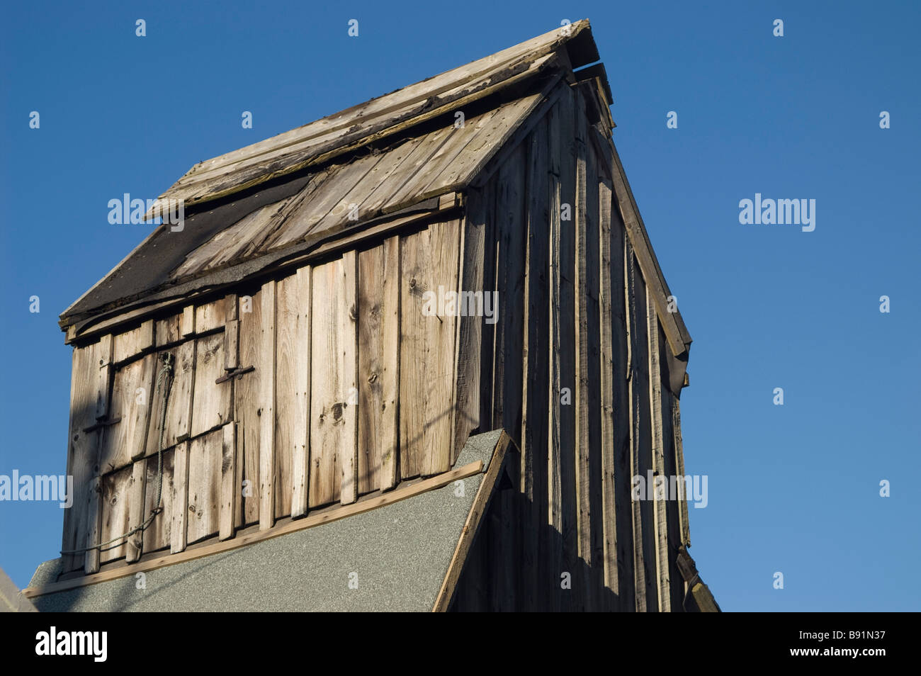 Smokehouse roof at Sandend, a small village on the Moray coast, in the ...